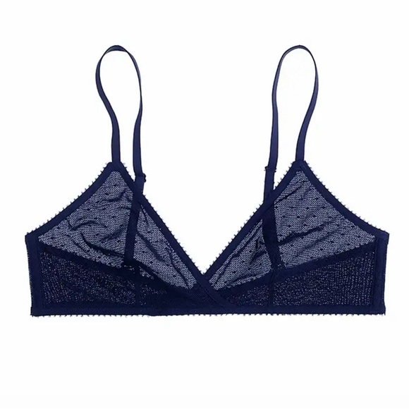 Intimates & Sleepwear | Navy Blue Bra Lace Bralette Seethrough Dot Mesh ...